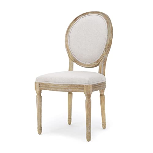 Christopher Knight Home Phinnaeus Polyester Beige Fabric Dining Chair (Set of 2), 2-Pcs Set