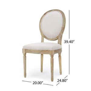 Christopher Knight Home Phinnaeus Polyester Beige Fabric Dining Chair (Set of 2), 2-Pcs Set