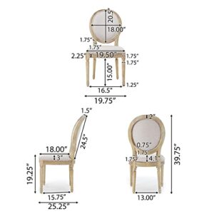 Christopher Knight Home Phinnaeus Polyester Beige Fabric Dining Chair (Set of 2), 2-Pcs Set