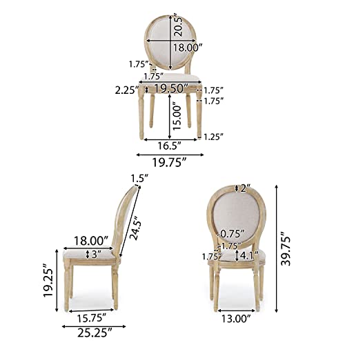 Christopher Knight Home Phinnaeus Polyester Beige Fabric Dining Chair (Set of 2), 2-Pcs Set