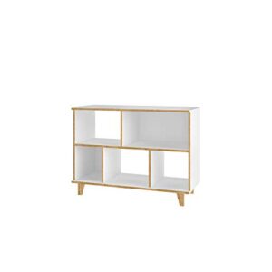 manhattan comfort minetta midcentury modern bookcase, white