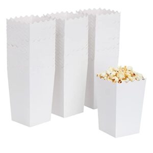 100 pack white popcorn boxes for party, bulk paper treat containers for movie night decorations (3.3 x 5.5 x 3.5 in)