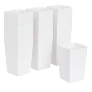 100 Pack White Popcorn Boxes for Party, Bulk Paper Treat Containers for Movie Night Decorations (3.3 x 5.5 x 3.5 in)