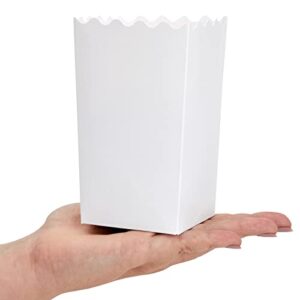 100 Pack White Popcorn Boxes for Party, Bulk Paper Treat Containers for Movie Night Decorations (3.3 x 5.5 x 3.5 in)