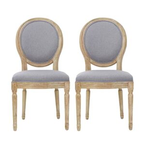 christopher knight home phinnaeus fabric dining chairs, 2-pcs set, light grey