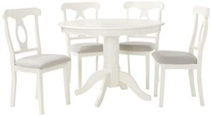 angel line 5 piece lindsey dining set, white/gray