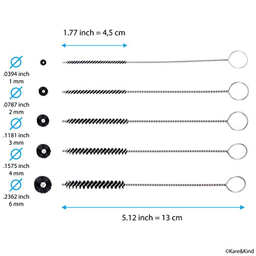 Set of 15 Cleaning Brushes and 10 Cleaning Needles - for Small Openings/Tubes/Pipes - for Example: Spray Paint Gun, Car/Motorcycle/Scooter Carburetor, Pet Feeding Bottle, Coffee Machine, etc.