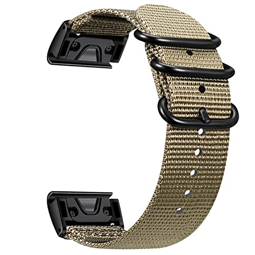 Fintie Band Compatible with Garmin Fenix 5X/5X Plus, Fenix 6X/6X Pro, Fenix 7X, Fenix 3/3 HR, Descent MK1/D2 Delta PX/D2 Charlie, 26mm Quickfit Soft Nylon Sport Strap (Desert Tan)