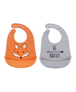 hudson baby unisex baby silicone bibs, fox, one size