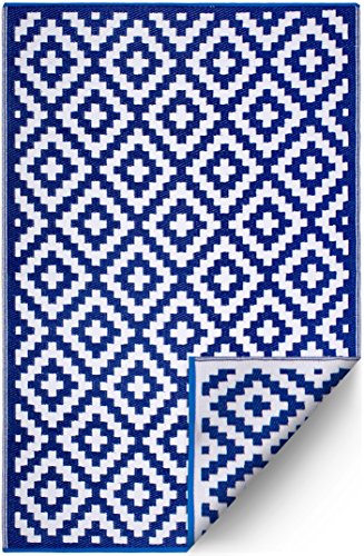 FH Home Reversible Floor Mat, 3 ft x 5 ft, Blue, 5 Feet