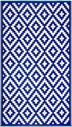 FH Home Reversible Floor Mat, 3 ft x 5 ft, Blue, 5 Feet