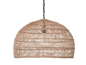 kouboo 1050100 open weave cane rib dome hanging ceiling lamp, one size, wheat