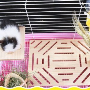 Hypeety Rabbit Wood Foot Pad Toy Small Animals Bunny Chinchilla Guinea Pig Rabbit Totoro Scratch Cage Supplies Safe Non-Toxic Pine Wood Board Chew Toy Mat Bed