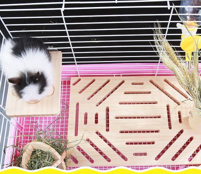 Hypeety Rabbit Wood Foot Pad Toy Small Animals Bunny Chinchilla Guinea Pig Rabbit Totoro Scratch Cage Supplies Safe Non-Toxic Pine Wood Board Chew Toy Mat Bed