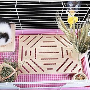 Hypeety Rabbit Wood Foot Pad Toy Small Animals Bunny Chinchilla Guinea Pig Rabbit Totoro Scratch Cage Supplies Safe Non-Toxic Pine Wood Board Chew Toy Mat Bed