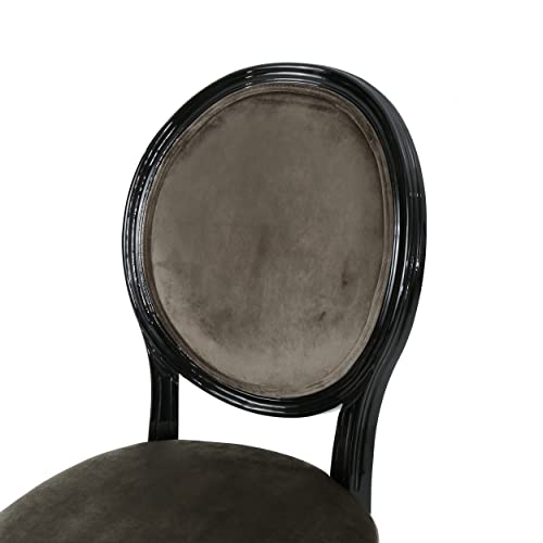 Christopher Knight Home Camille Traditional Velvet Dining Chairs, 2-Pcs Set, Grey / Gloss Black