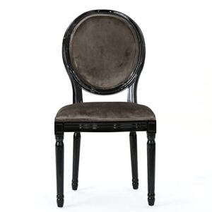 Christopher Knight Home Camille Traditional Velvet Dining Chairs, 2-Pcs Set, Grey / Gloss Black