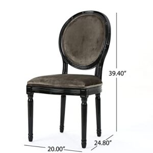 Christopher Knight Home Camille Traditional Velvet Dining Chairs, 2-Pcs Set, Grey / Gloss Black