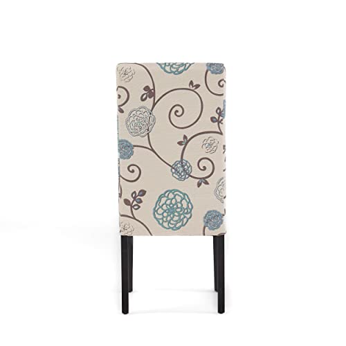 Christopher Knight Home Pertica Fabric Dining Chairs, 2-Pcs Set, Polyester White And Blue Floral