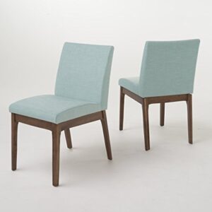 christopher knight home kwame fabric / walnut finish dining chairs, 2-pcs set, mint