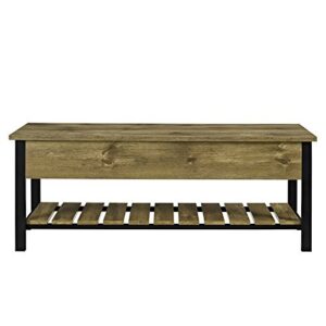 Pemberly Row Modern Farmhouse Entryway Bench Shoe Storage Open-Top Hallway Organizer, 48 Inch, in Rustic Brown Barnwood