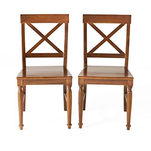 Christopher Knight Home Rovie Acacia Wood Dining Chairs, 2-Pcs Set, Dark Oak