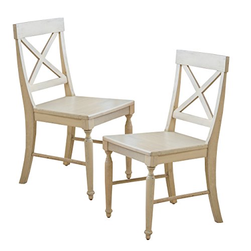 Christopher Knight Home Rovie Acacia Wood Dining Chairs, 2-Pcs Set, Antique White