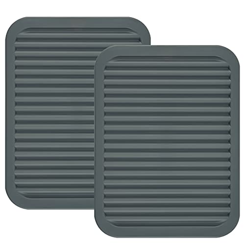 Silicone Trivets for Hot Pots and Hot Pans, Silicone Trivets Mat Set, Hot Pads, Silicone Hot Mats, Heat Resistant Placements, Small Dish Drying Mat, Grey Trivets, Rectangular Trivets Set of 2s