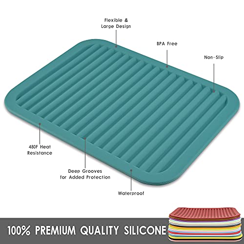 Silicone Trivets for Hot Pots and Hot Pans, Silicone Trivets Mat Set, Hot Pads, Silicone Hot Mats, Heat Resistant Placements, Small Dish Drying Mat, Grey Trivets, Rectangular Trivets Set of 2s