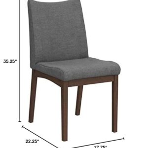 Christopher Knight Home Dimitri Fabric with Walnut Finish Dining Chairs, 2-Pcs Set, Dark Grey