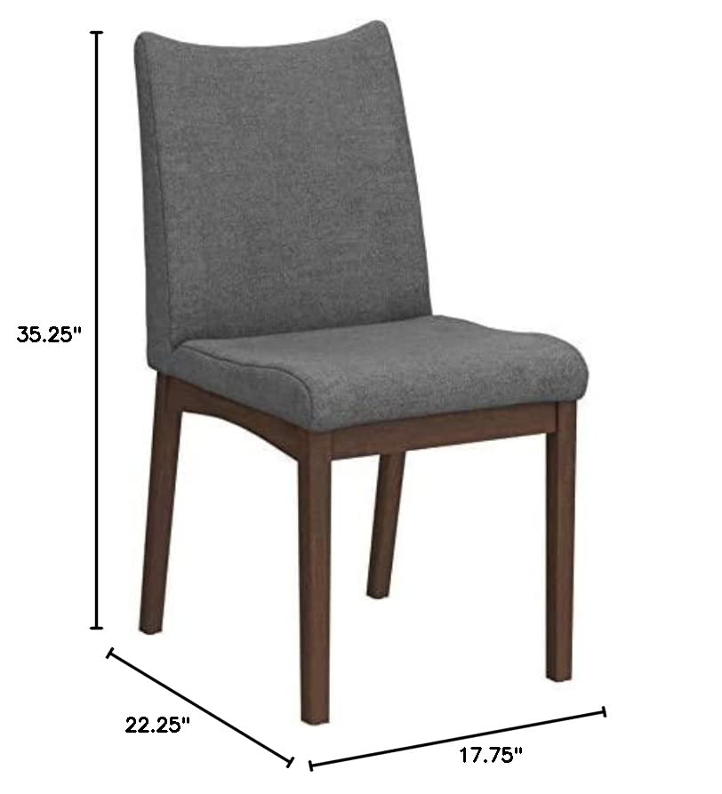 Christopher Knight Home Dimitri Fabric with Walnut Finish Dining Chairs, 2-Pcs Set, Dark Grey