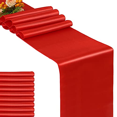 GFCC Pack of 10 Red Satin Table Runner 12 x 108 Inches for Wedding Party Events Decoration