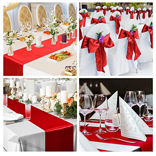 GFCC Pack of 10 Red Satin Table Runner 12 x 108 Inches for Wedding Party Events Decoration