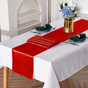 GFCC Pack of 10 Red Satin Table Runner 12 x 108 Inches for Wedding Party Events Decoration