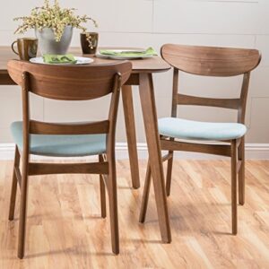 christopher knight home idalia dining chairs, 2-pcs set, mint / walnut finish