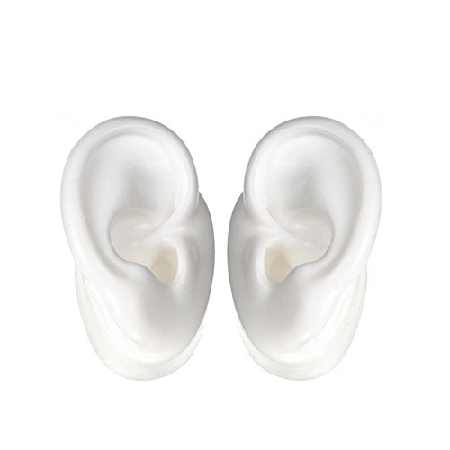 (One Pair) Silicone Ear Model Soft - Flexible Earmold Ear Displays for Acupuncture, Jewelry, Audio Music Recording, Education (White)