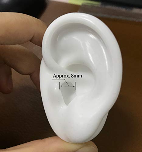 (One Pair) Silicone Ear Model Soft - Flexible Earmold Ear Displays for Acupuncture, Jewelry, Audio Music Recording, Education (White)