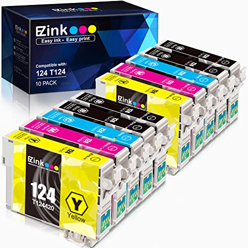 E-Z Ink (TM Remanufactured Ink Cartridge Replacement for Epson 124 T124 to use with NX125 Stylus NX127 NX130 Stylus NX230 NX330 Stylus NX420 NX430 Workforce 320 323 325 Workforce 435 (10 Pack)