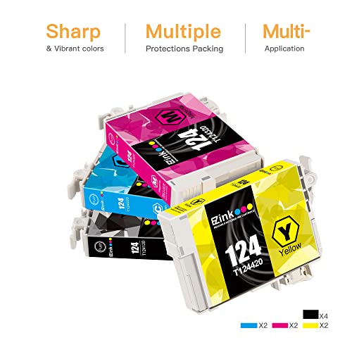 E-Z Ink (TM Remanufactured Ink Cartridge Replacement for Epson 124 T124 to use with NX125 Stylus NX127 NX130 Stylus NX230 NX330 Stylus NX420 NX430 Workforce 320 323 325 Workforce 435 (10 Pack)