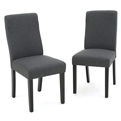 Christopher Knight Home Corbin Fabric Dining Chairs, 2-Pcs Set, Dark Grey