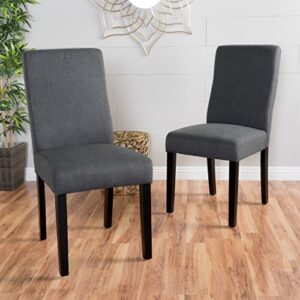 Christopher Knight Home Corbin Fabric Dining Chairs, 2-Pcs Set, Dark Grey