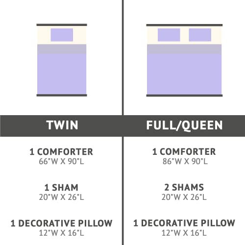 Mi Zone Rosalie Comforter Set for Girls, Ultra-Soft Microlight Plush Metallic Printed Hearts Brushed Reverse Overfilled Down Alternative Hypoallergenic All Season, Full/Queen, Purple/Silver, 4 Piece