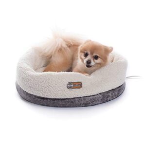 k&h pet products thermo-snuggle cup bomber - indoor heated cat bed gray 14 x 18 inches