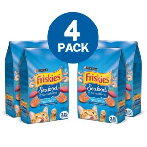 Purina Friskies Dry Cat Food, Seafood Sensations - (4) 3.15 lb. Bags