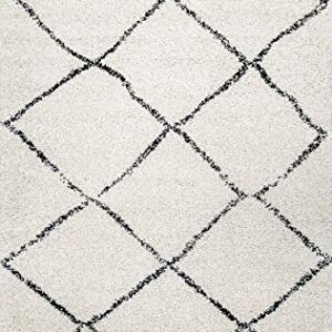 nuLOOM Jessie Moroccan Lattice Tassel Shag Area Rug, 6 ft 7 in x 9 ft, Off White