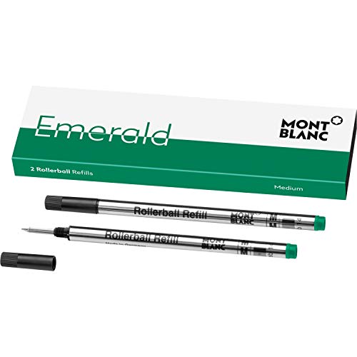 Montblanc Rollerball Refills (M) Emerald Green 118127 – Refill Cartridge with a Medium Nib for Rollerball Pens – 2 x Purple Pen Refills