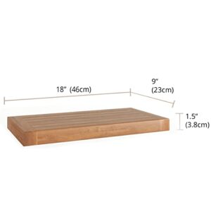 18" Moa Teak Flat Wall Shelf