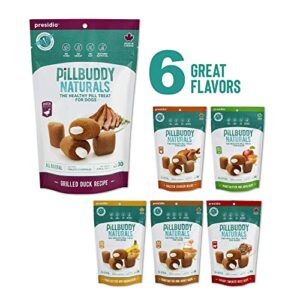 Presidio Pill Buddy Naturals - All Natural Ingredients - Duck Recipe Pill Hiding Treats for Dogs - Make A Perfect Pill Concealing Pocket Or Pouch for Any Size Medication - 30 Servings