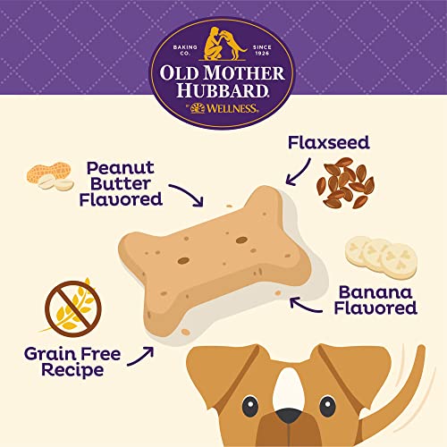 Old Mother Hubbard by Wellness Classic P-Nuttier 'N Nanners Grain Free Natural Dog Treats, Crunchy Oven-Baked Biscuits, Ideal for Training, Mini-Size, 16 ounce bag