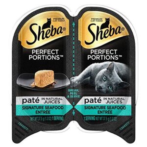 sheba perfect portions pate` in natural juices signature seafood entree` wet cat food tray(6-pack 2.6 ounce each tray)